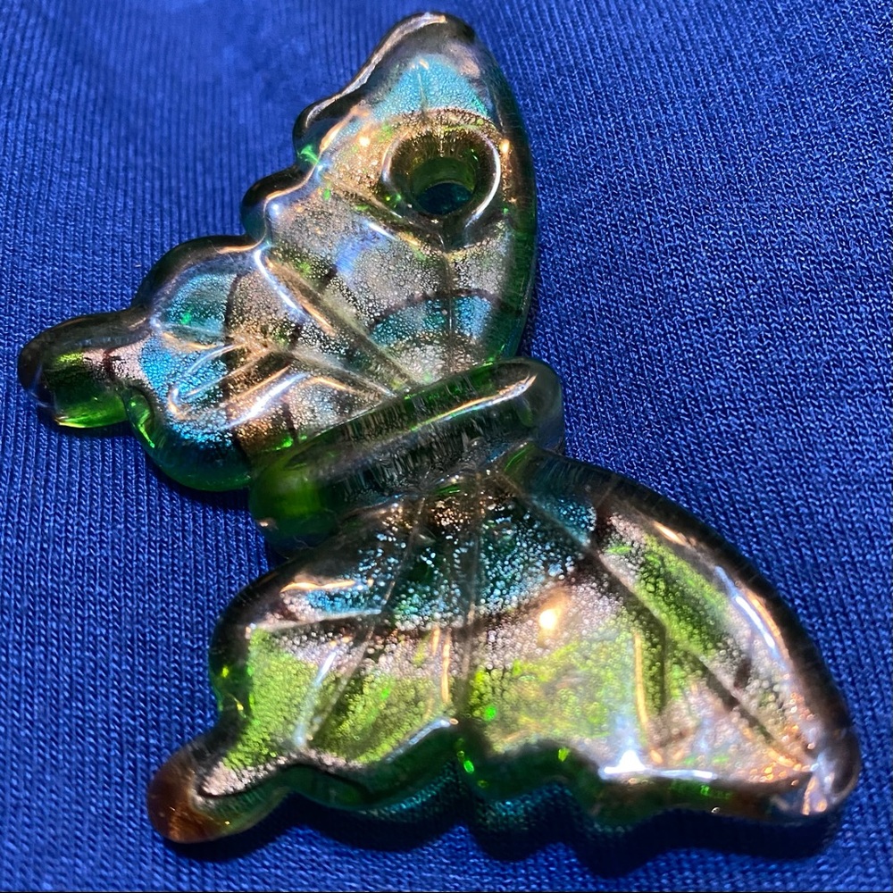 Handblown Glass Butterfly Pendant - Gem